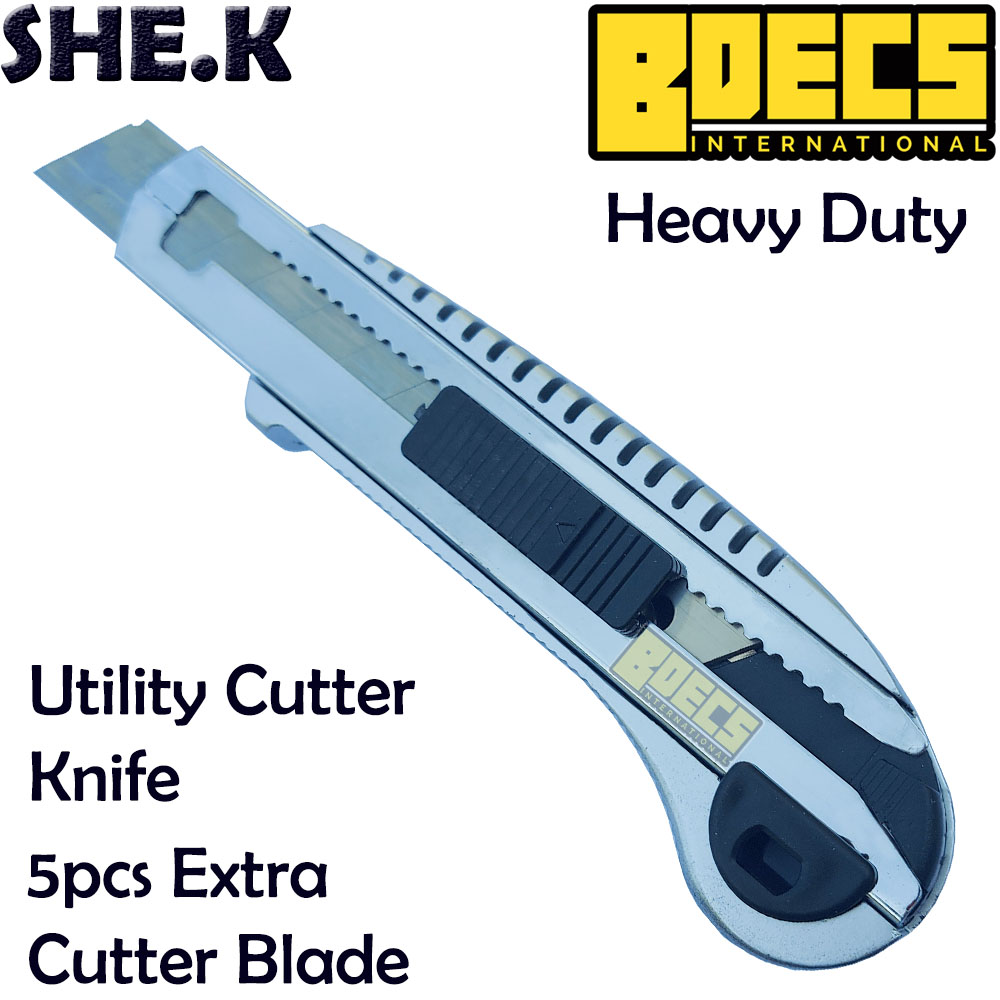 Utility Paper Cutter Knife Heavy Duty SHE K with 5pcs Blade I Bdecs ...