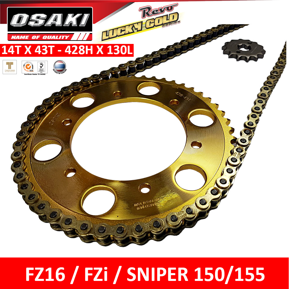 FZ16 / FZi / Sniper 150 / Sniper 155 Osaki Lucky Gold Chain & Sprocket ...