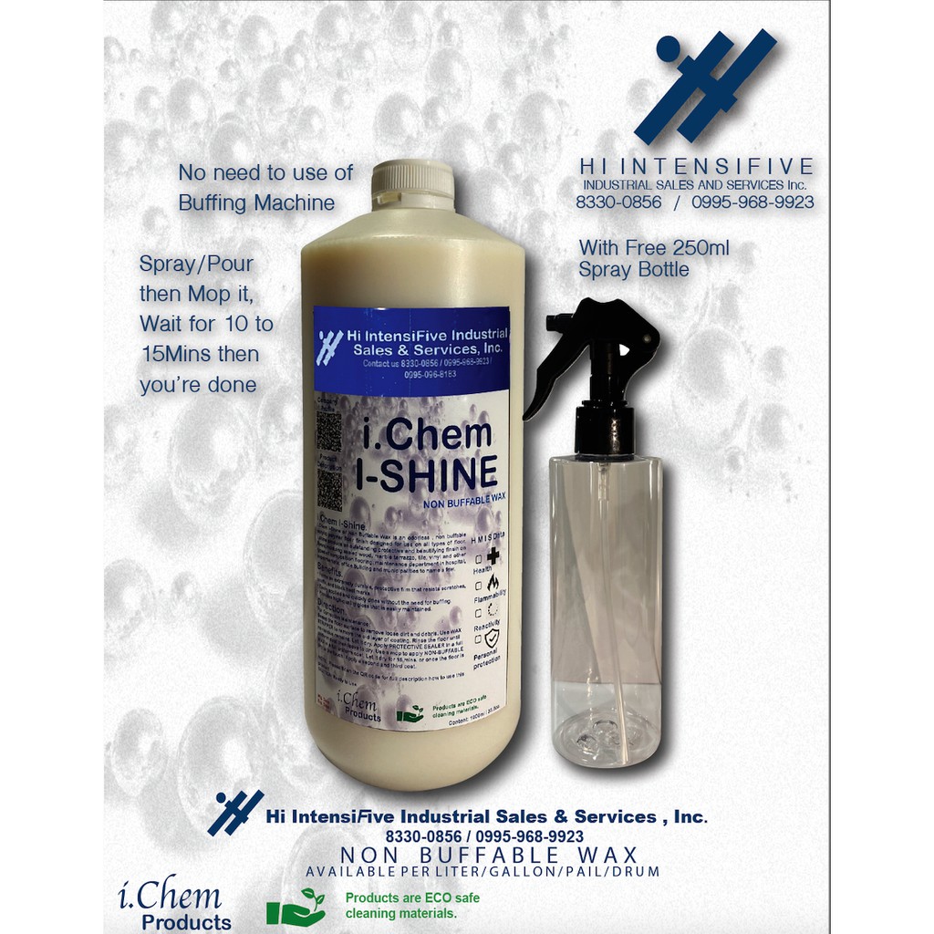 NON BUFFABLE WAX 1 LITER (WITH FREE SPRAY BOTTLE FLOOR WAX, 1000ml ...