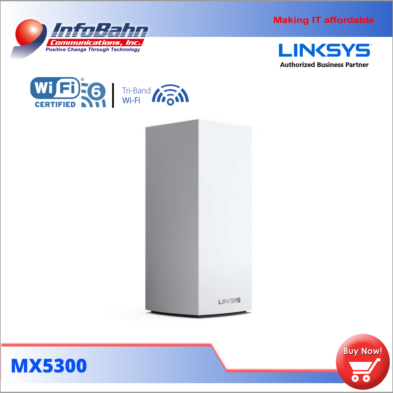 Linksys MX5300 Velop Whole Home Intelligent Mesh WiFi 6 Router I Wi-Fi ...