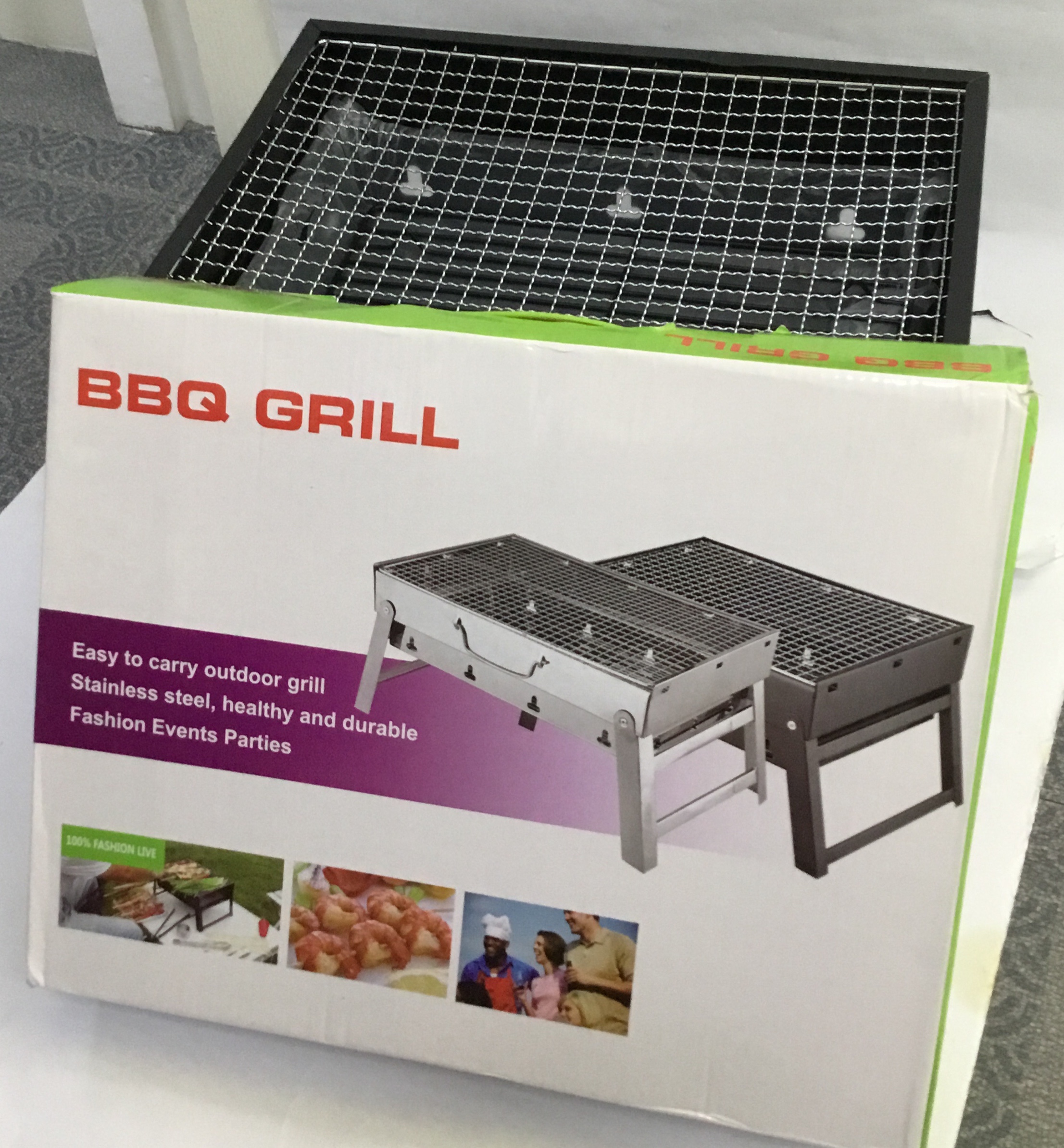 portable barbeque grill stainless steel pit w/ screen black | Lazada PH