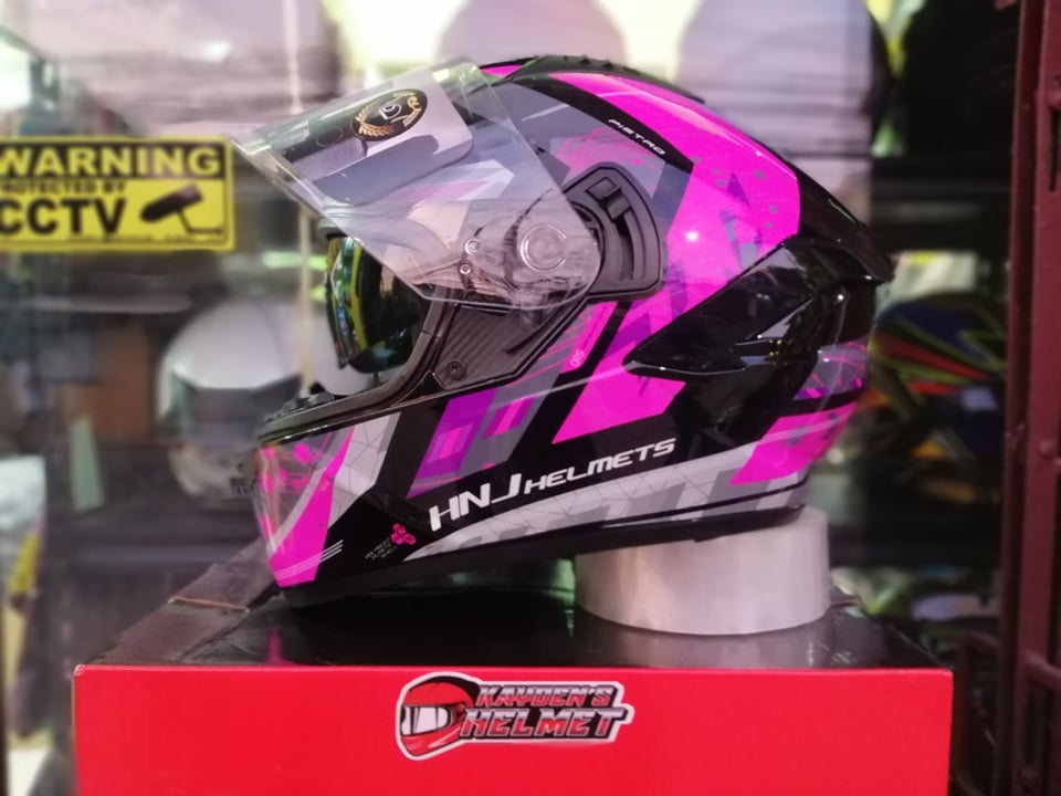 HNJ 879 PINK FULL FACE DUAL VISOR HELMET FREE RIDER MASK | Lazada PH