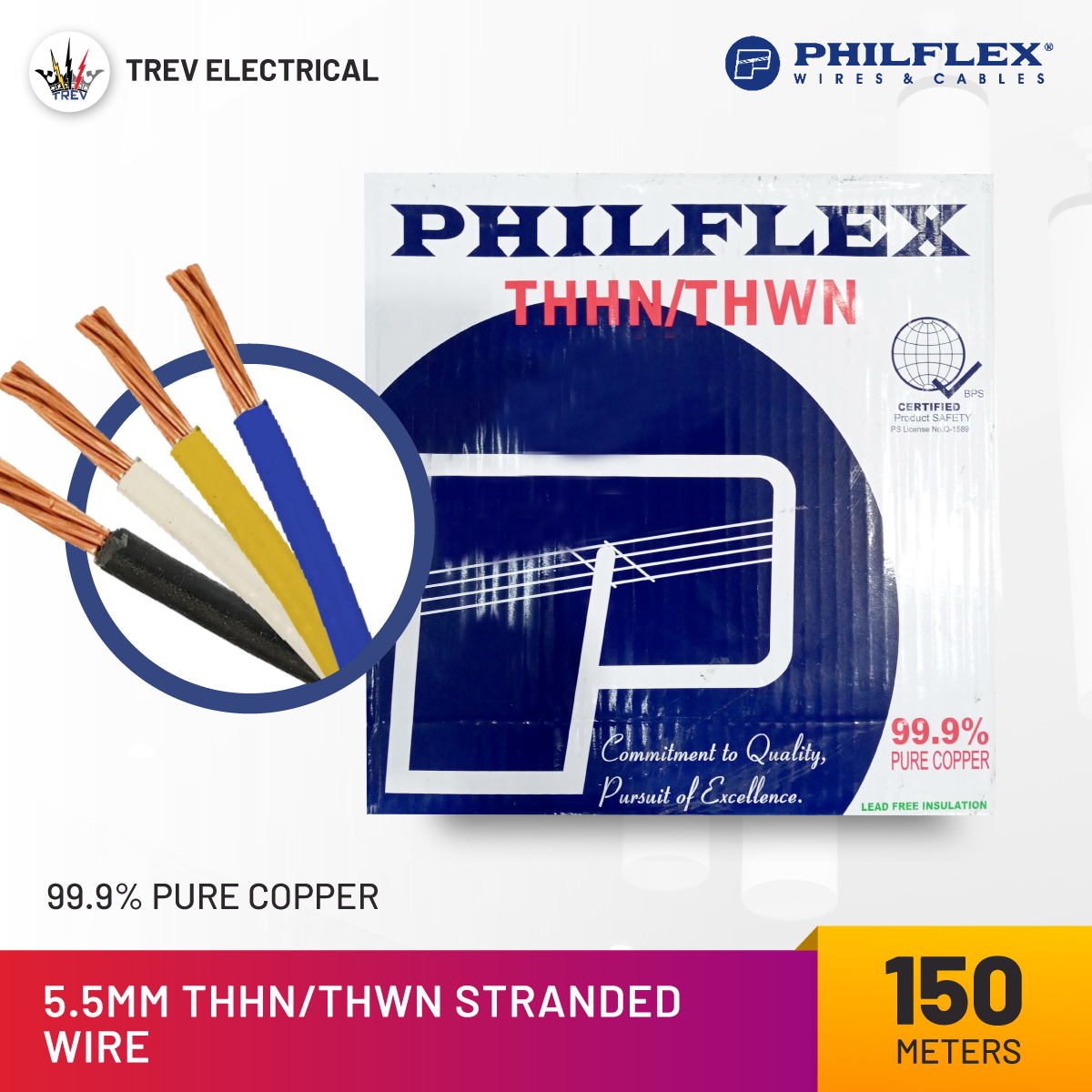 TREV Philflex THHN Stranded Wires 5.5mm² 3.5mm² 2.0mm² (150 meters ...