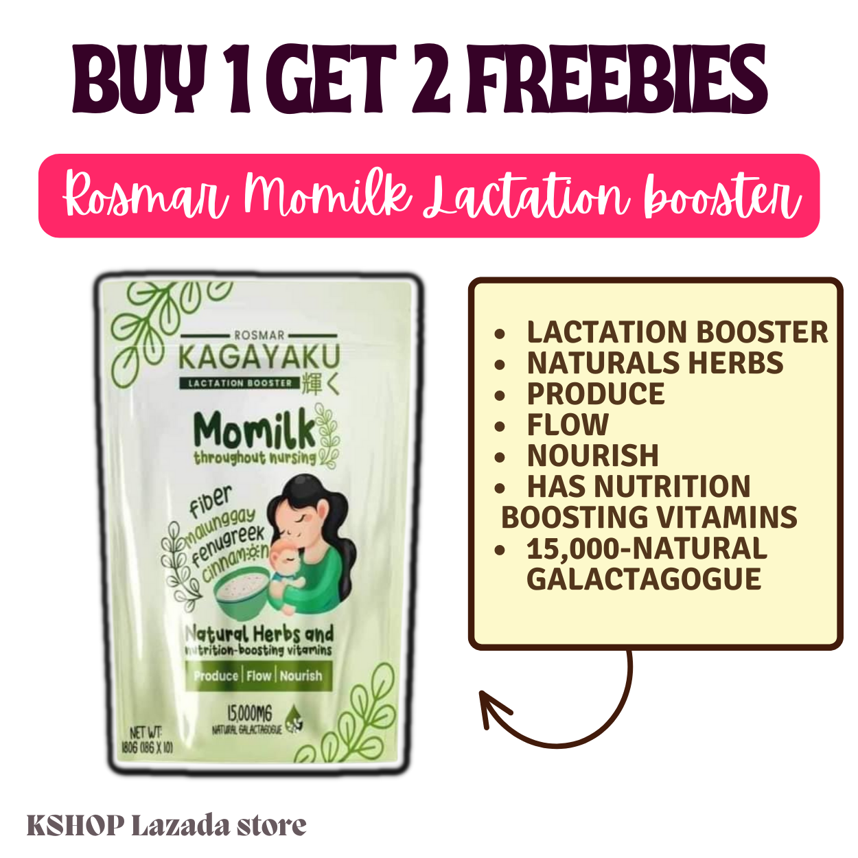 Rosmar Kagayaku Momilk Lactation Booster 3 sachet| 5 scahet| 10sachet ...