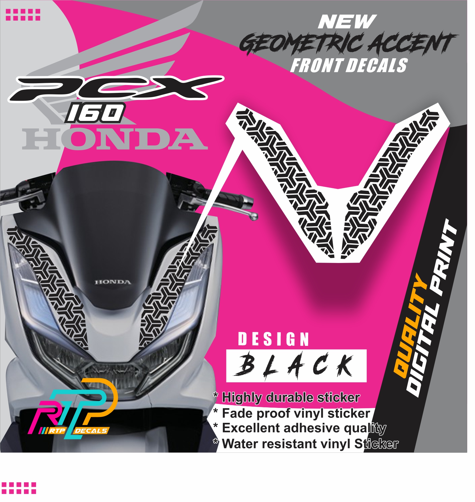 Honda Pcx 160 v1 Giometric Accent Front Cover Decals Sticker | Lazada PH