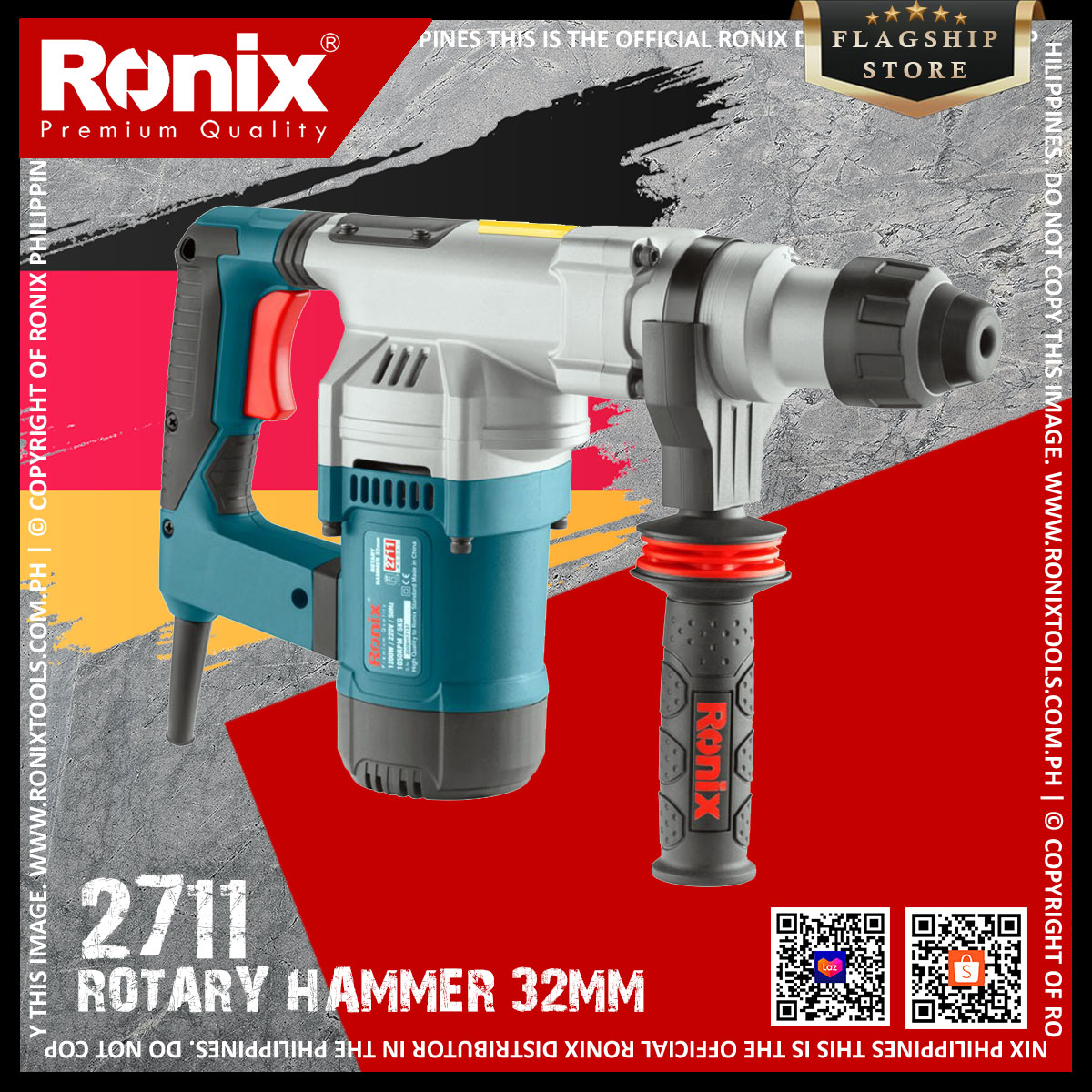 New! 🇩🇪 Ronix 2711 Premium Quality Germany Rotary Hammer 32mm 1200w ...