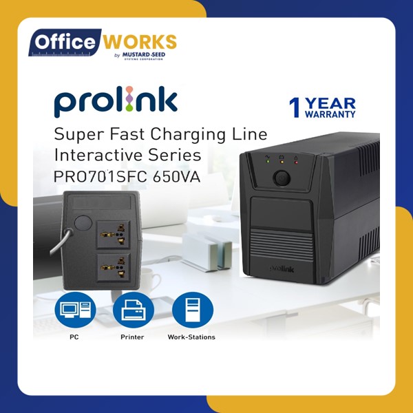 Prolink Pro701SFC Super Fast Charging Line Interactive UPS 650VA ...