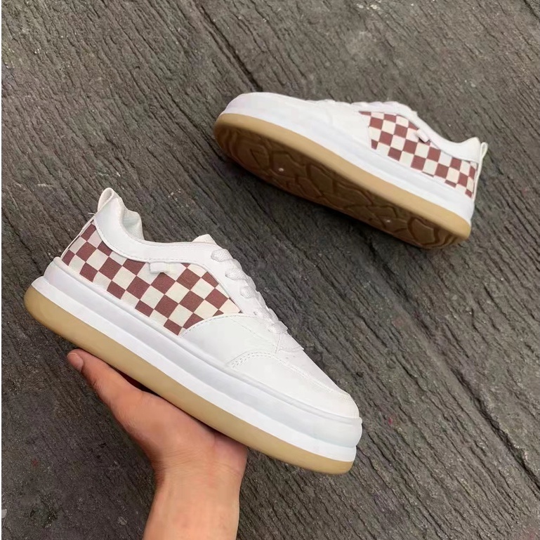 New Korean Fashion Checkered Thick Button Sneakers For Women MK171 ...