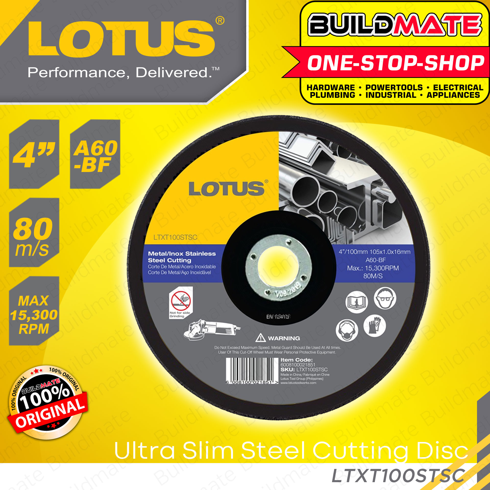 LOTUS Steel Cutter Cutting Grinding Disc 4" For Metal LTXT100SC1P ...