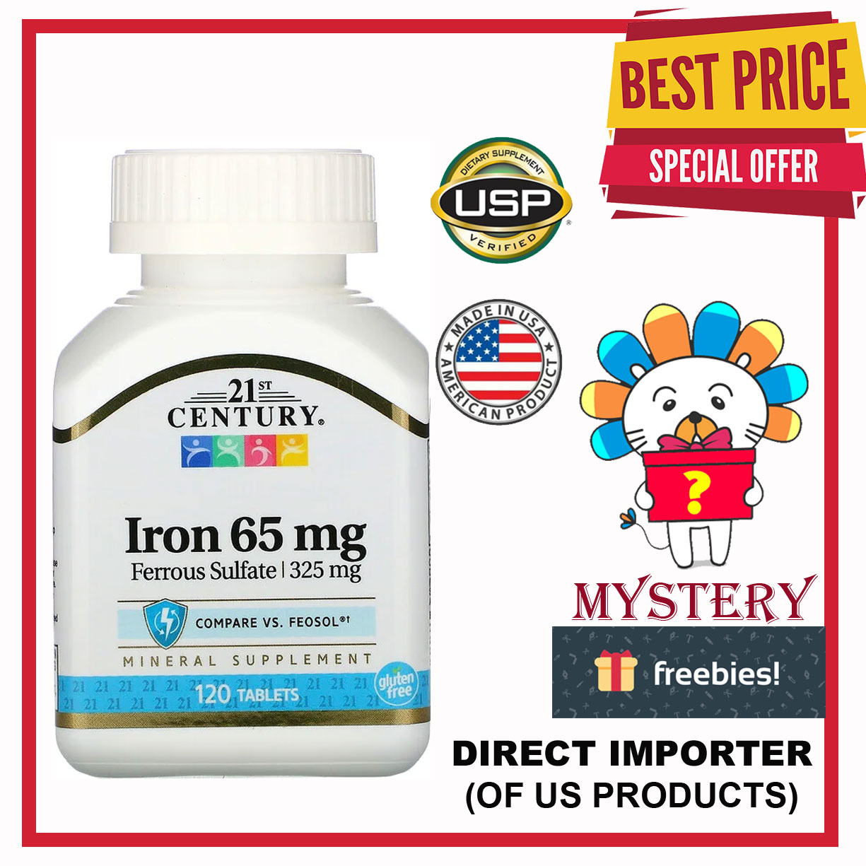 21st Century Iron 65mg - Ferrous Sulfate 120 Tablets | Lazada PH