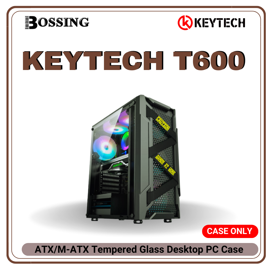 KEYTECH T600 ATX Tempered Glass Midtower Desktop PC Gaming Case | Lazada PH