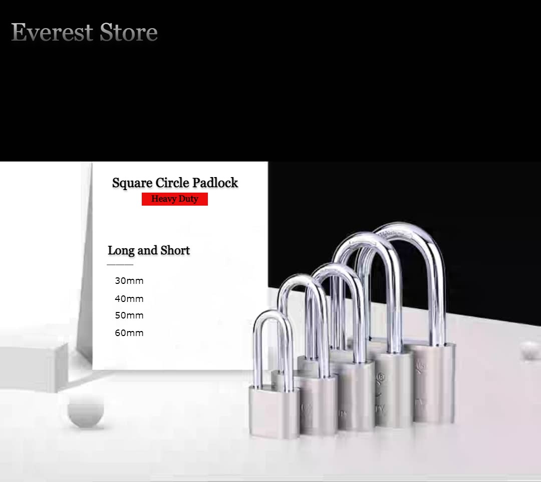 Square Circle Padlock Heavy Duty Long and Short 30mm/40mm/50mm/60mm ...