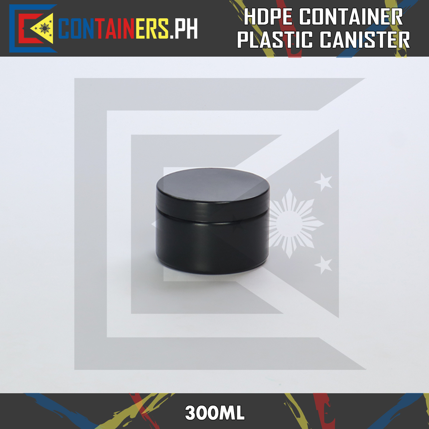 CONTAINERS.PH Black HDPE Plastic Container Canister Storage Canister 1000ml 500ml 300ml Canister ...