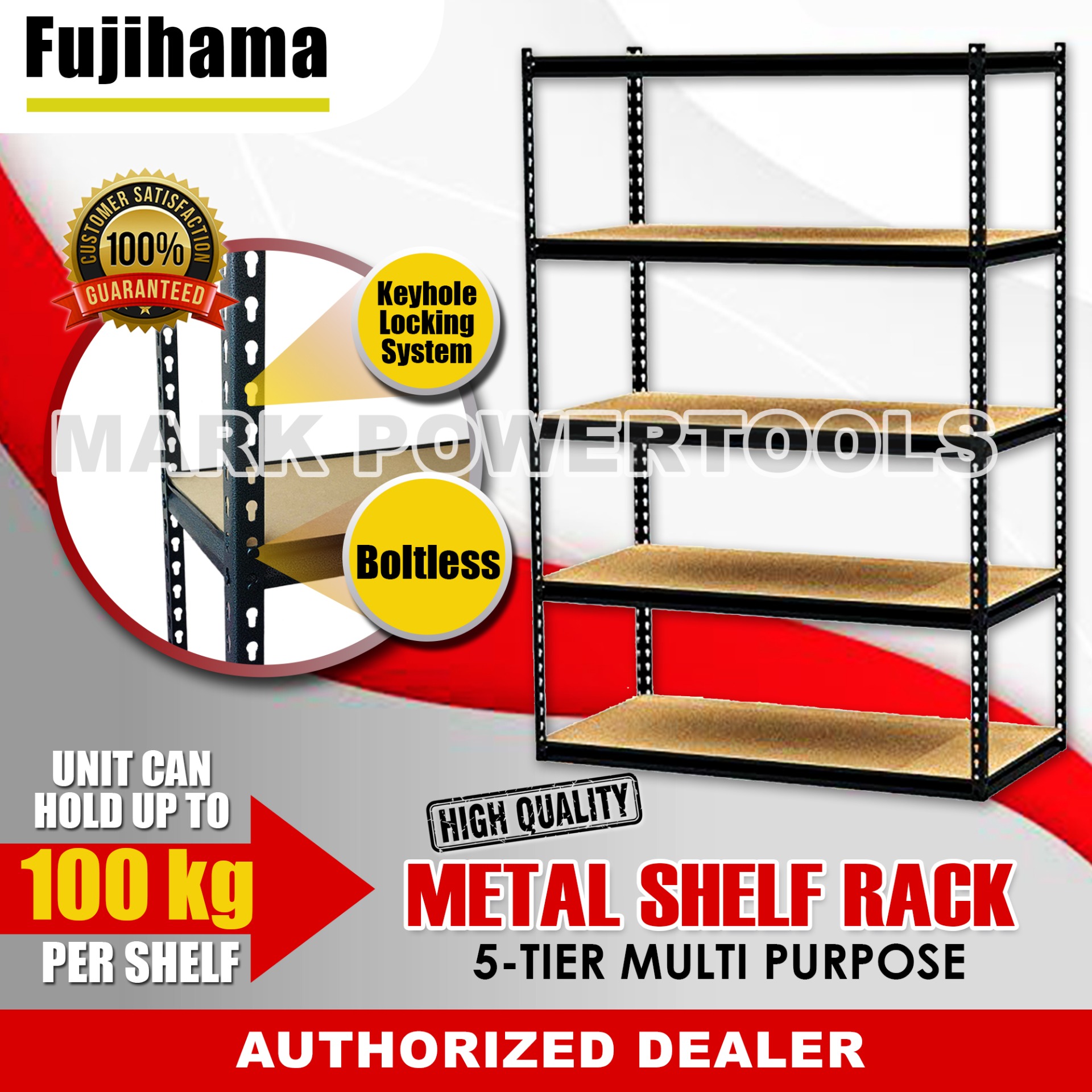 Fujihama 5 layer Boltless Metal Storage Rack 100kg per Shelves Heavy ...