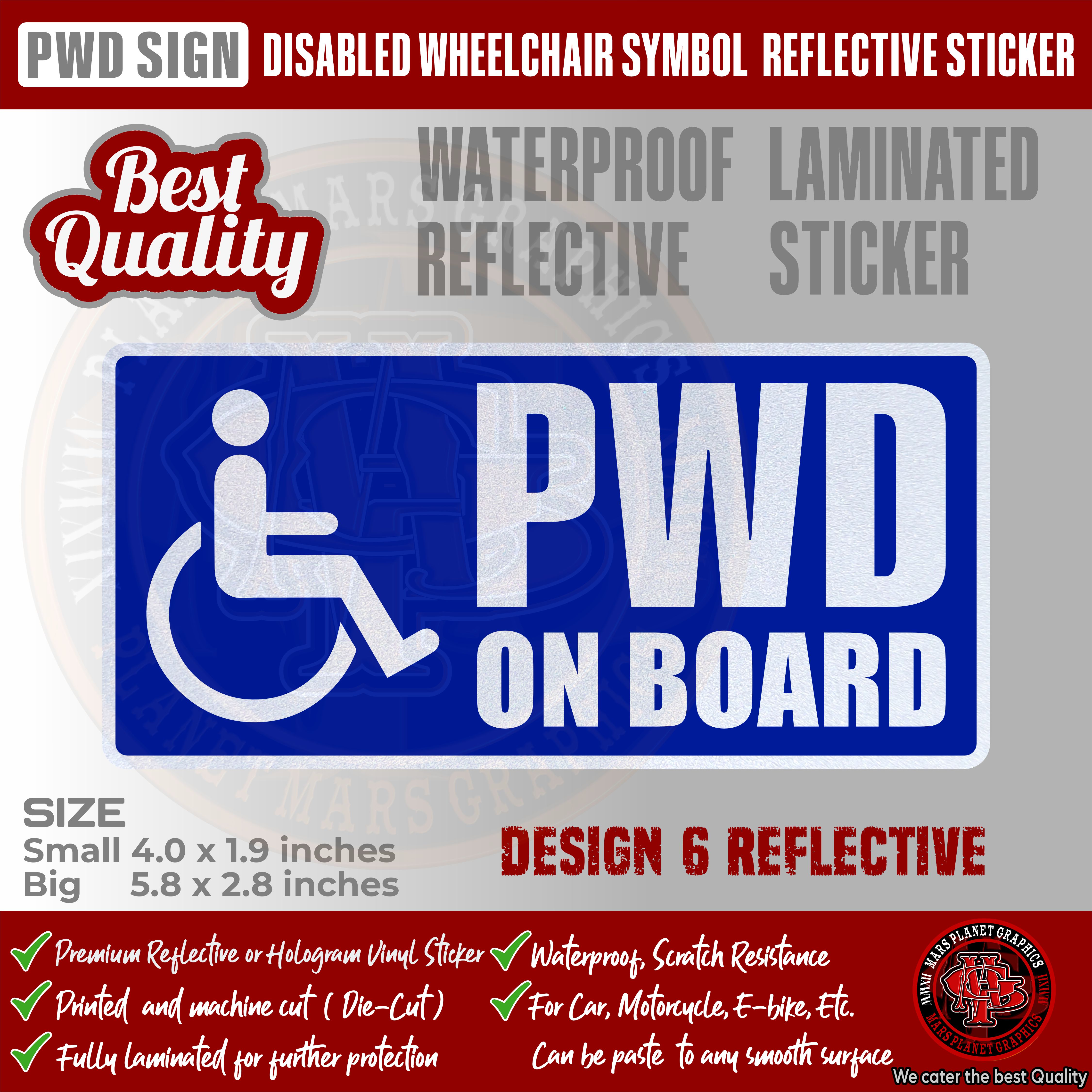 PWD ON BOARD CAR STICKER SIGN Disabled Wheelchair Symbol BLUE ...