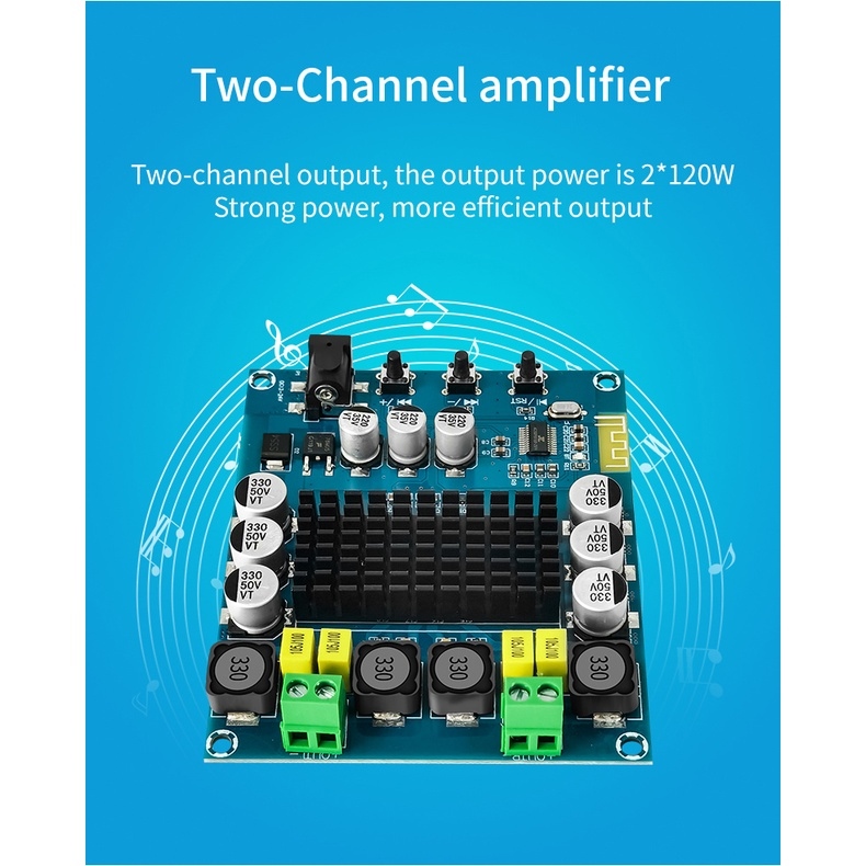 XH-M548 2x120W Power Bluetooth Dual Channel Digital Amplifier Module TPA3116D2 Audio Board ...
