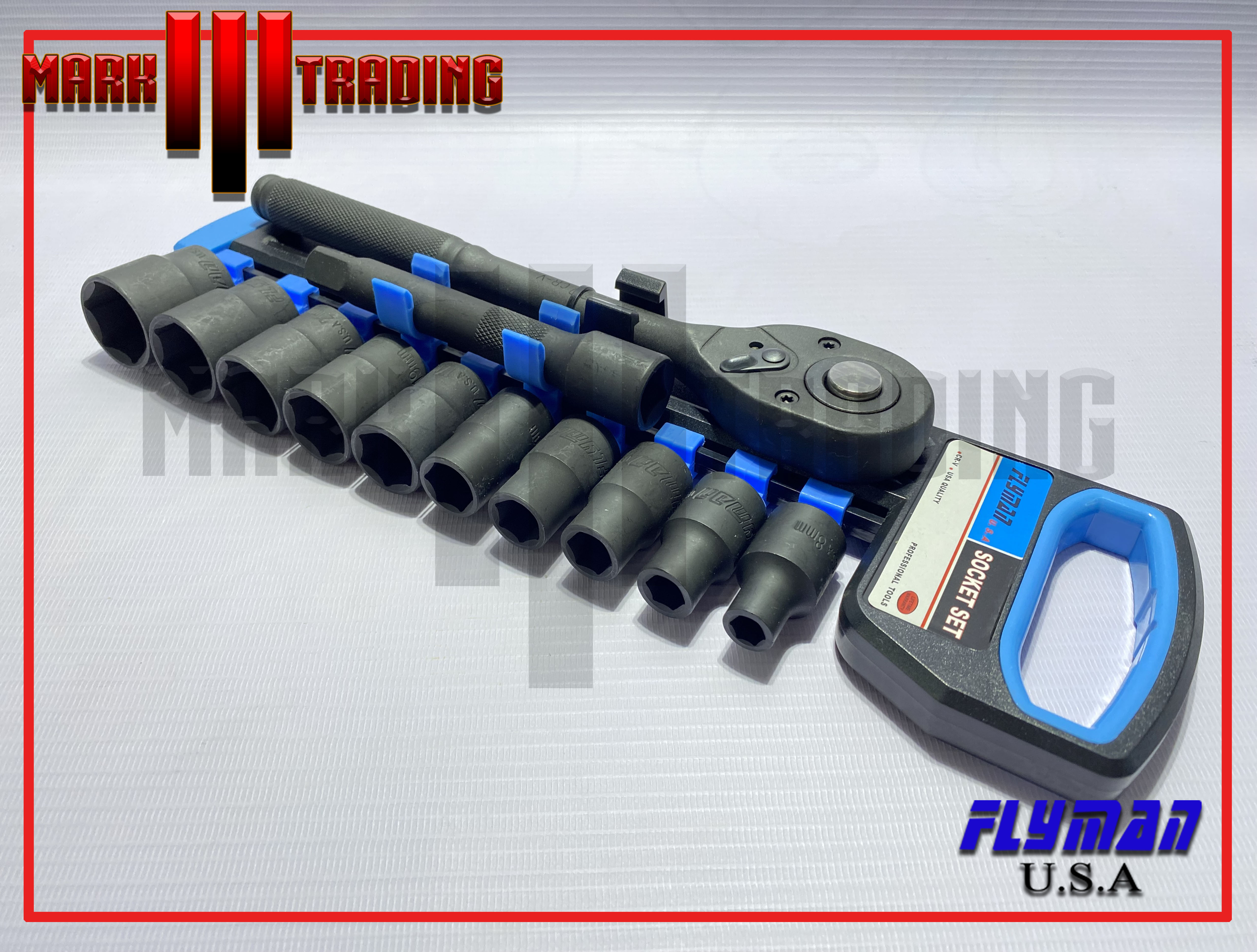 Genuine Flyman Heavy-Duty 12 Pcs Socket Wrench Set 1/2 Drive 6Pts ...