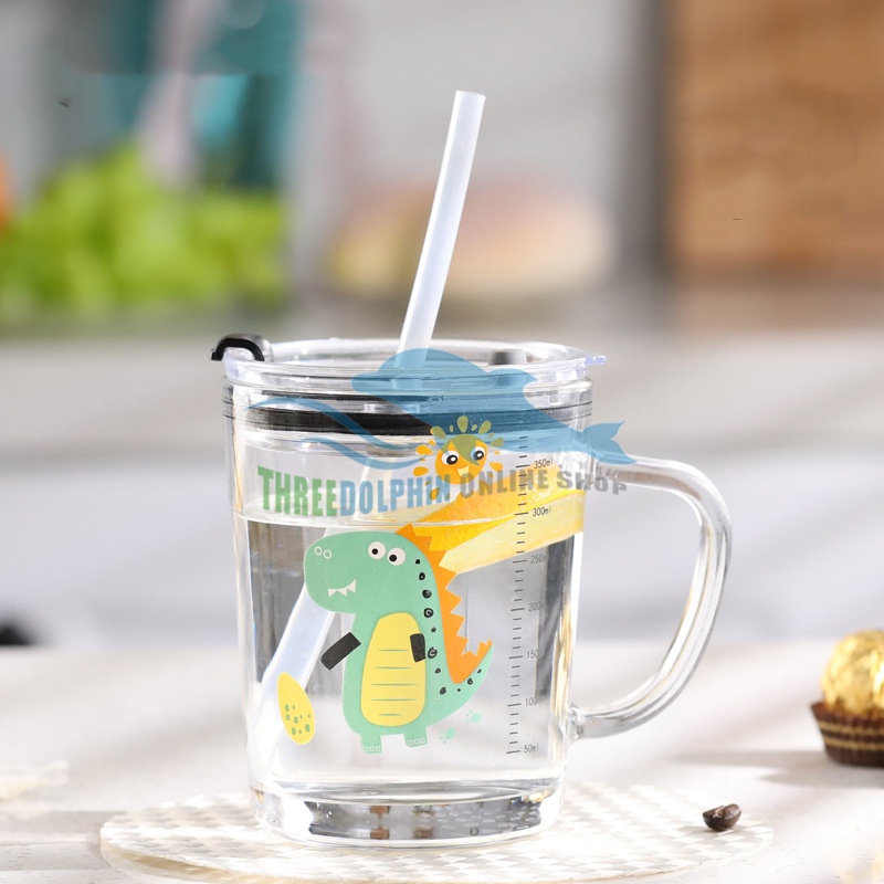 TH Kids Milk Cup Child Cartoon Animal Series Juice Glass Scale Cup with ...