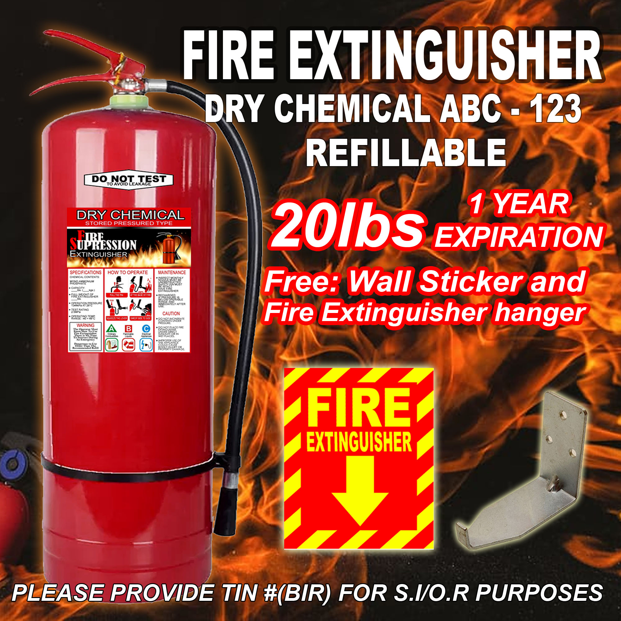 Fire extinguisher 20 lbs.with smoke detector and firestop mini fire ...