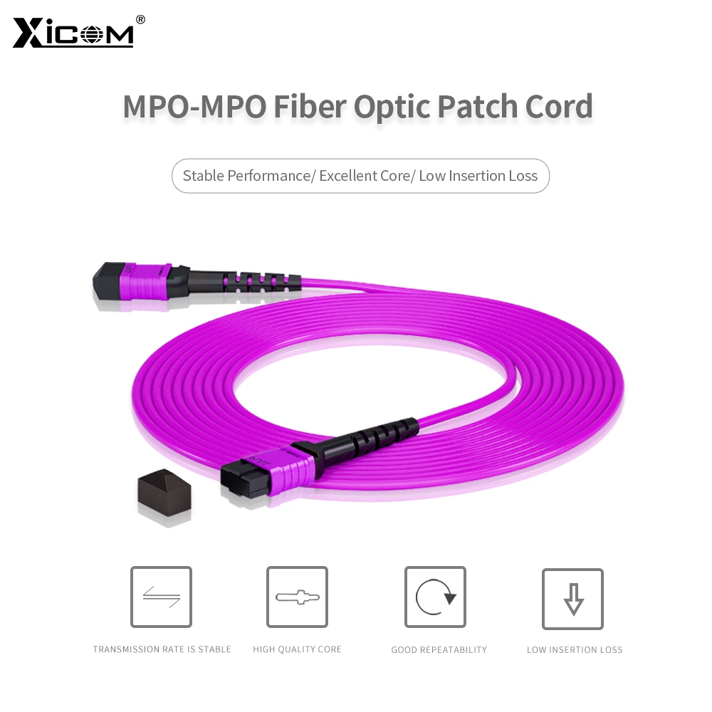 MPO Fiber Optic Patch Cord OM4 1M/3M/5M/10M 8/12 Core Fiber Optic Cable ...