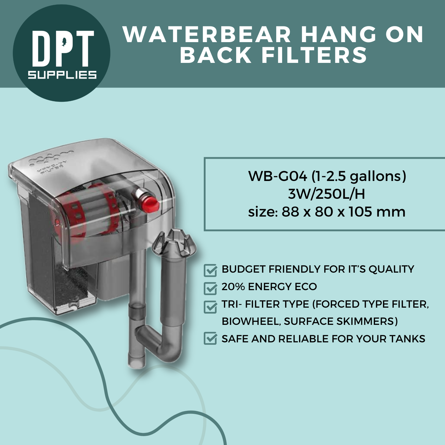 waterbear (HOB) hang on back aquarium filter with skimmer HOB aquarium ...