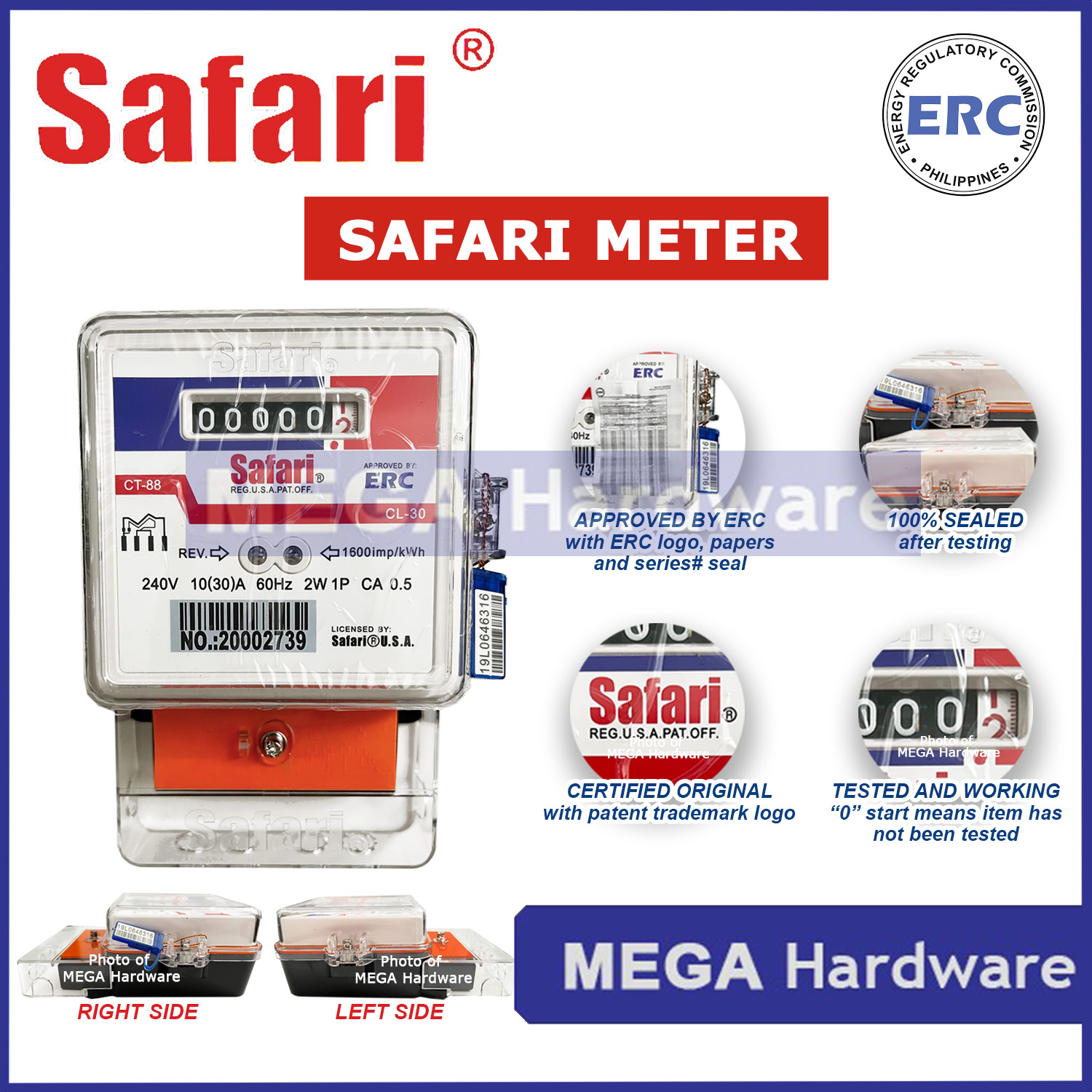 ORIGINAL Electrical Meter or Submeter Sealed and Tested w/ ERC ...