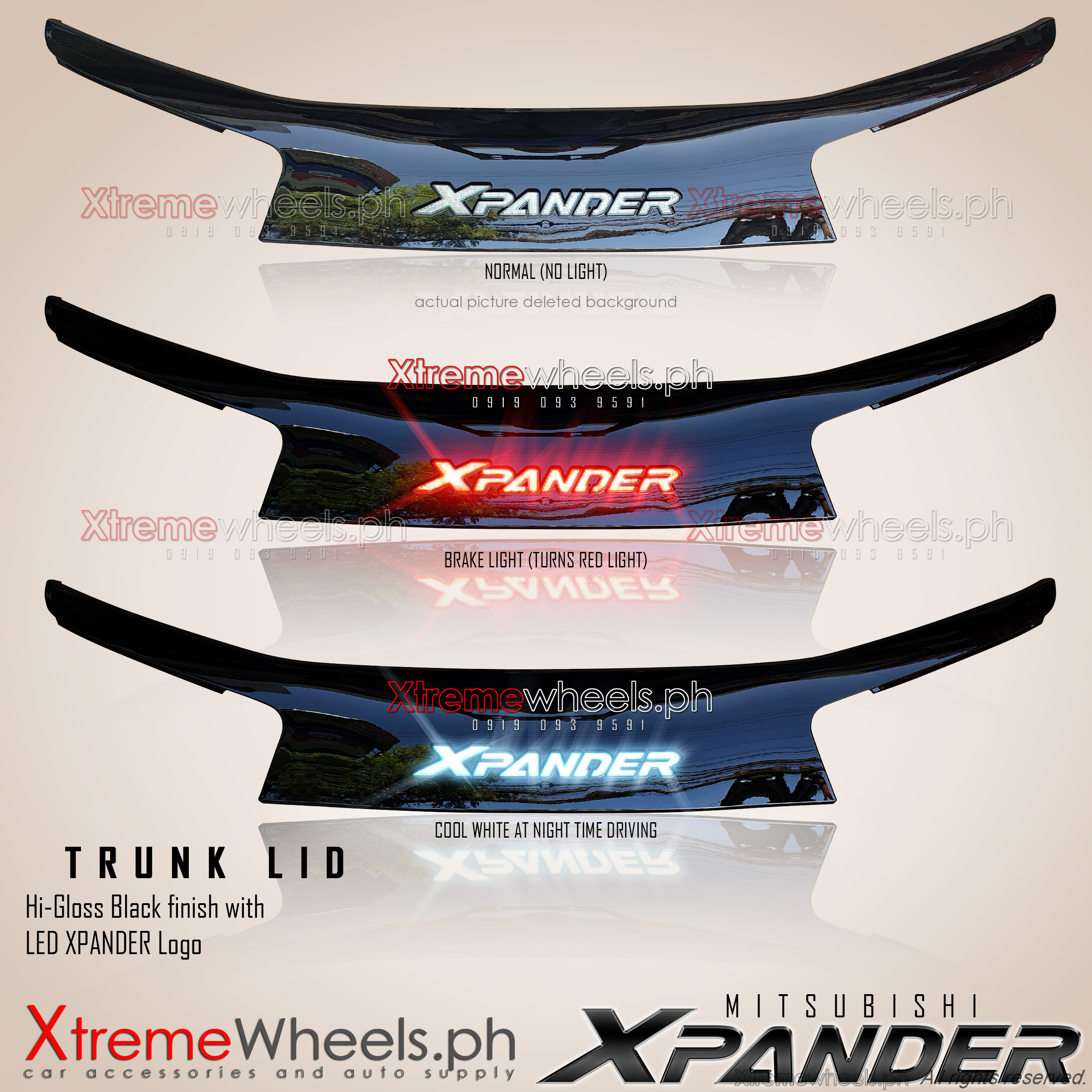 Xpander GLX GLS / GLS SPORT / CROSS 2017-2021 BLACK LED LIGHT TRUNK LID ...