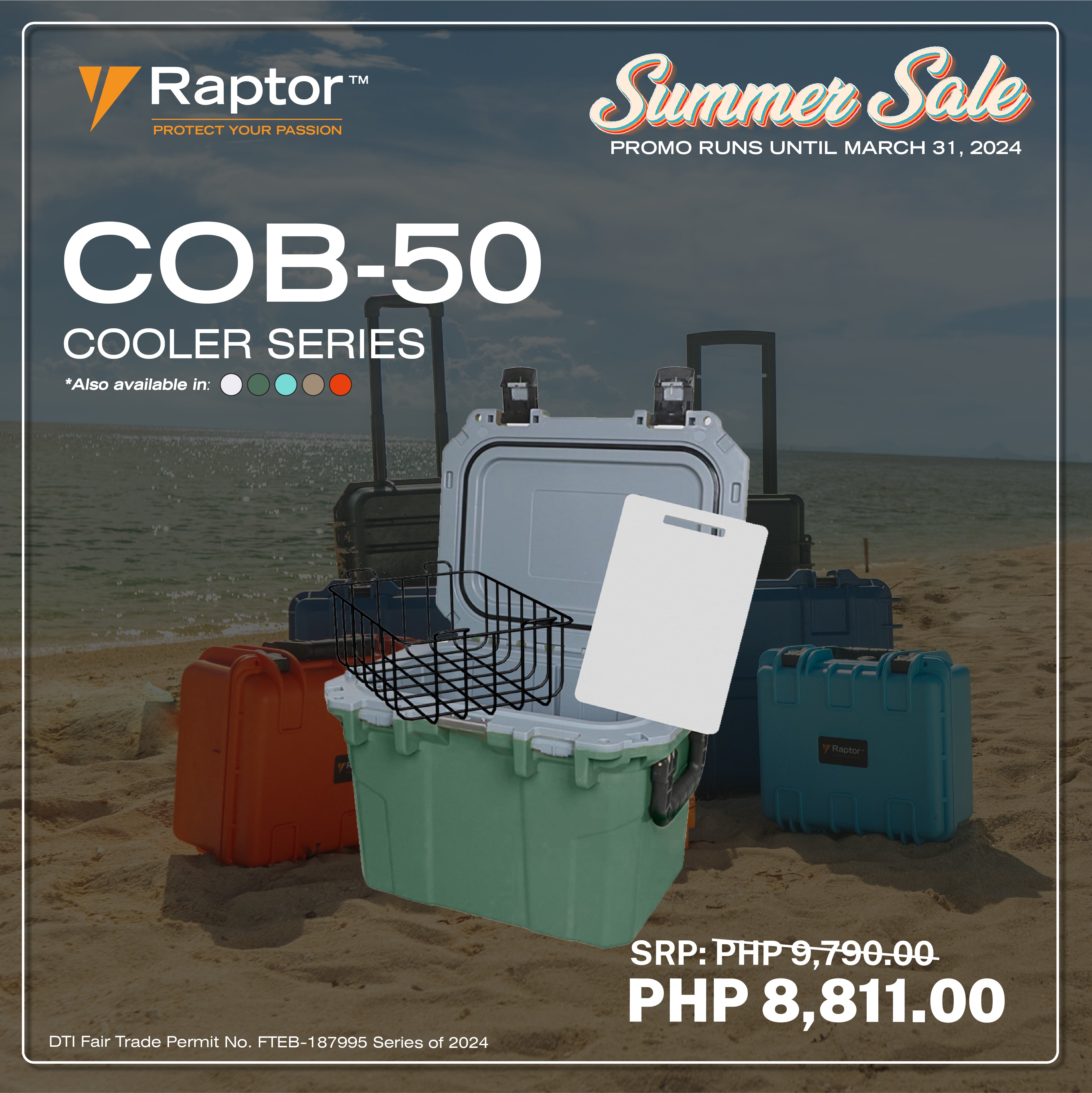 Raptor Cooler Series: COB-50 Camping Ice and Water Cooler Box | Lazada PH