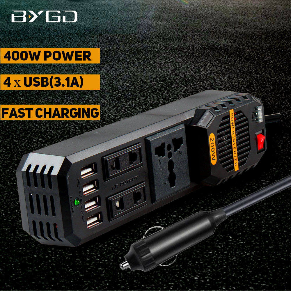 BYGD 400W Power Inverter 12v to 220 Current Inverter 5V 3.1A 4 USB 3 ...