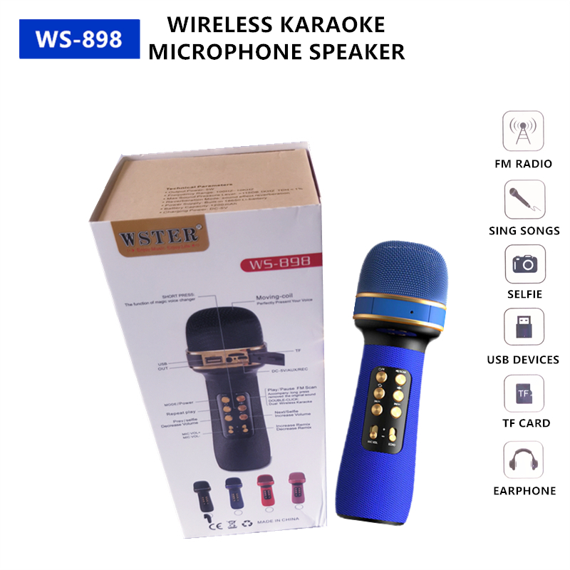 WS-898 Bluetooth Microphone Karaoke Microphone Wireless Microphone ...