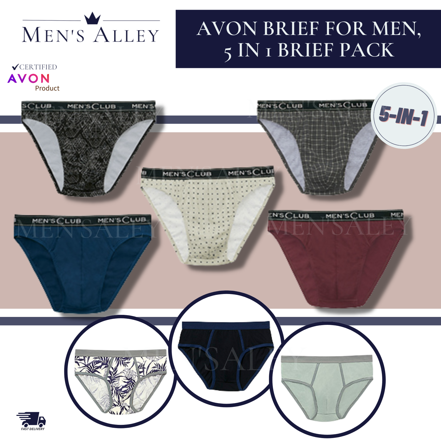 5 in 1 Brief Pack, Avon Brief for Men, Victor, Matthew, Frank, Ethan 5 ...