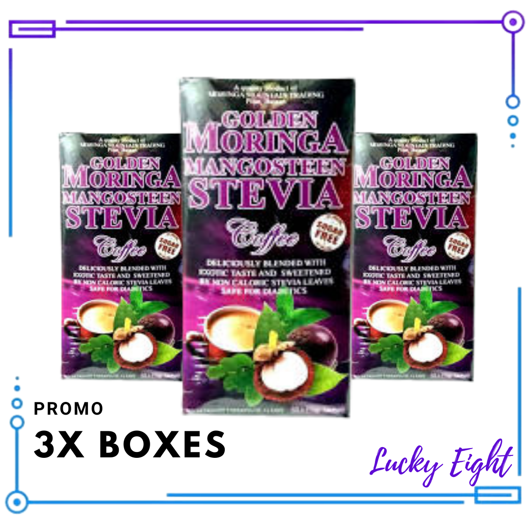 GOLDEN MORINGA MANGOSTEEN STEVIA (sugar free) COFFEE 12 sachets 100% ...