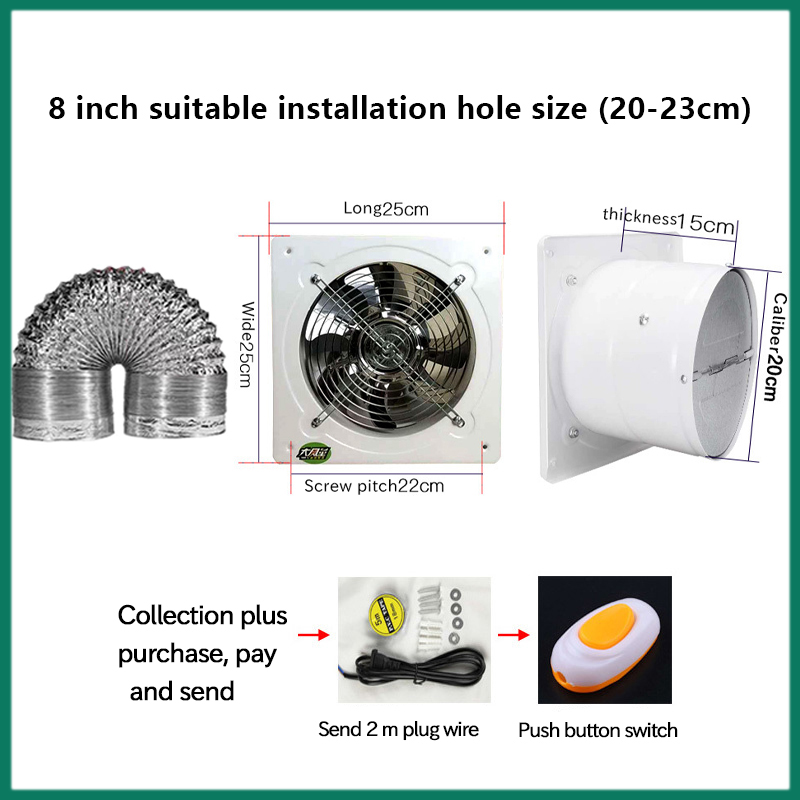 GUGA Powerful fan kitchen exhaust fan 4 6 8 10 12 inch bathroom ...