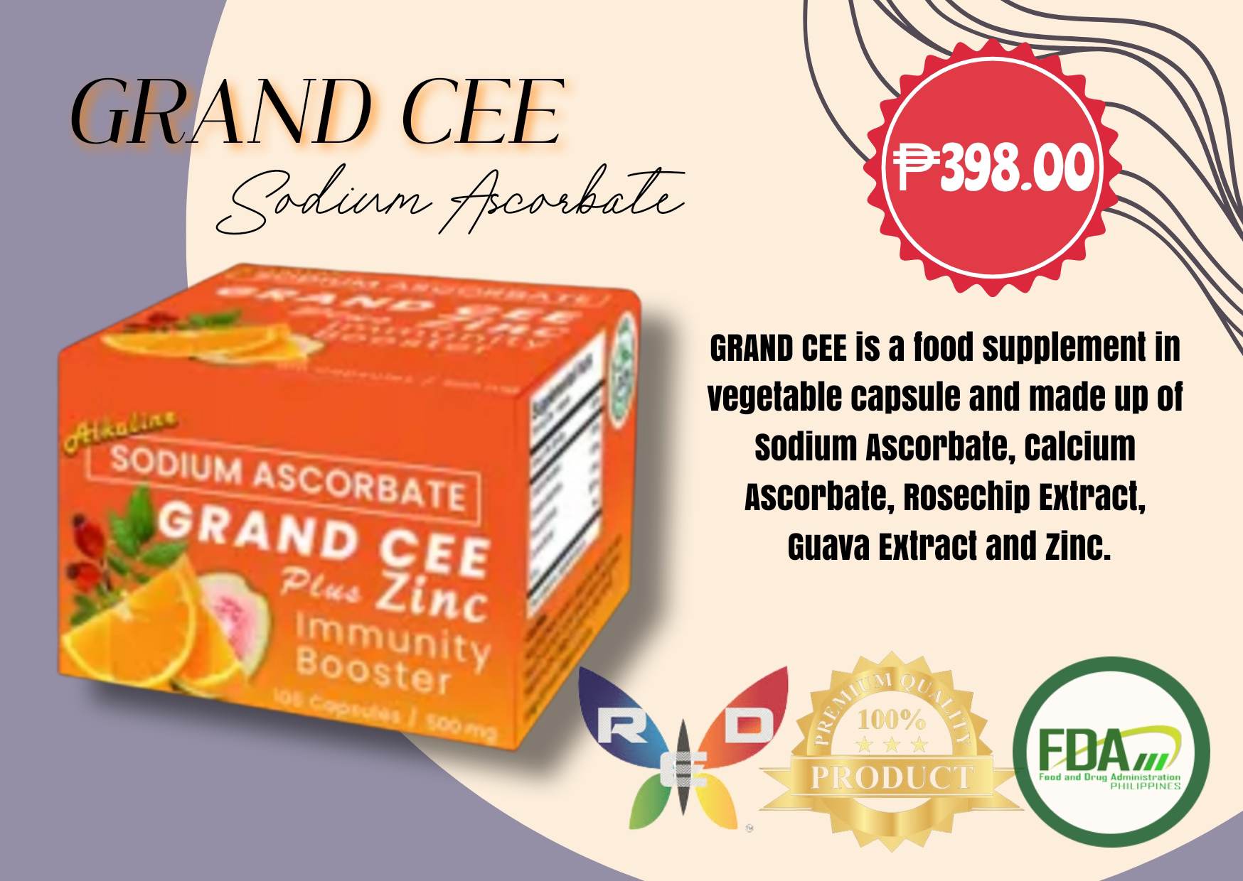 Grand Cee Plus Zinc - Alkaline (100 caps) | Lazada PH