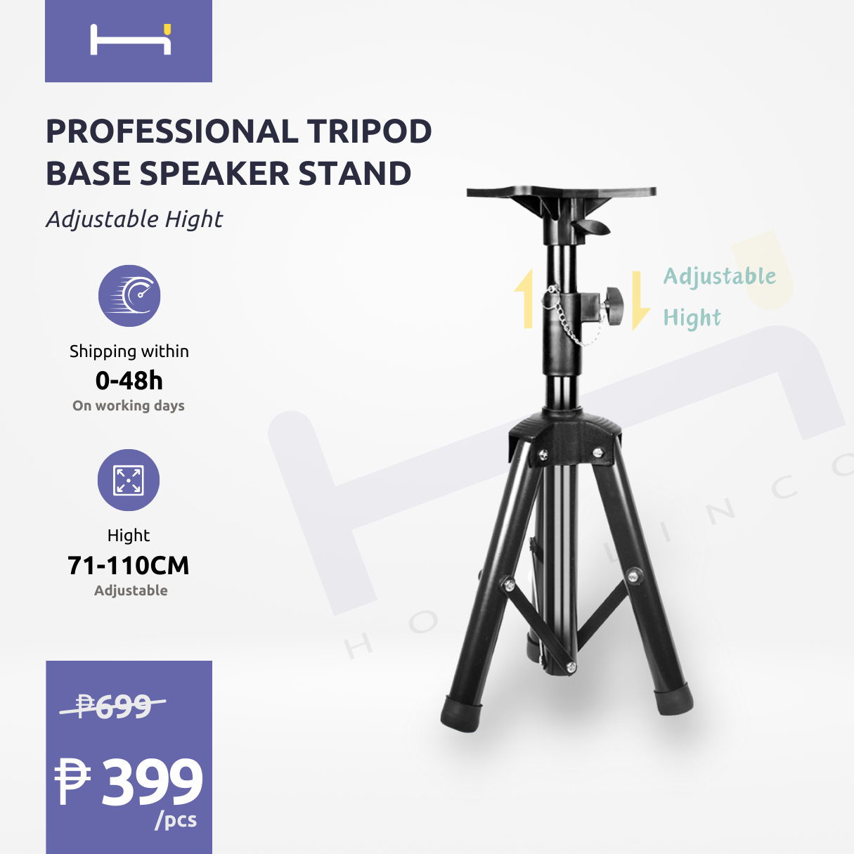 Professional tripod base speaker stand Long 170CM Short 110CM Steel adjustable hight and tripod ...