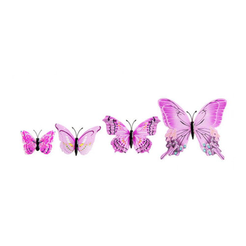 12PCs 3D Butterfly Wall Stickers Pink Vivid Butterfly Wall Decoration ...