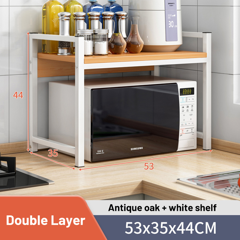 Multi-purpose Microwave Shelf Storage 2/3 Layers Wooden Oven Rack ...
