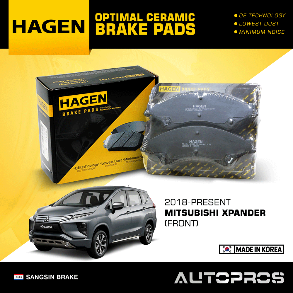 Hagen Front Ceramic Brake Pads for 2018-Present Mitsubishi Xpander ...
