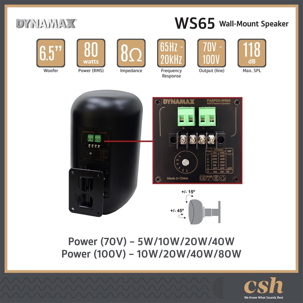 PA System Package TOA A2240 Power Amplifier DYNAMAX WS65 6.5” 2Way 80W ...