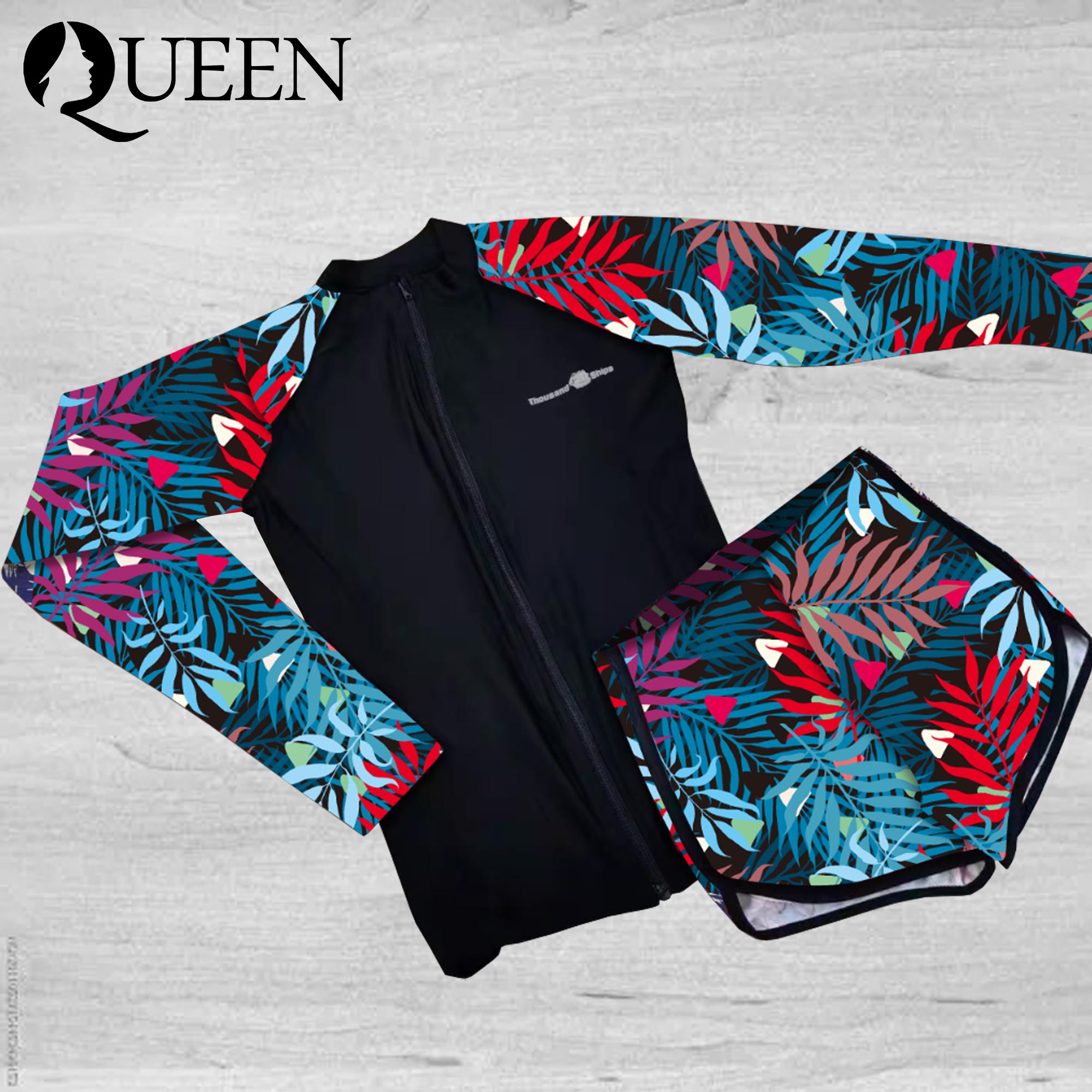 【Queen】Rush Guard Terno Swimwear Swim Set Rashguard Swimming Shorts ...