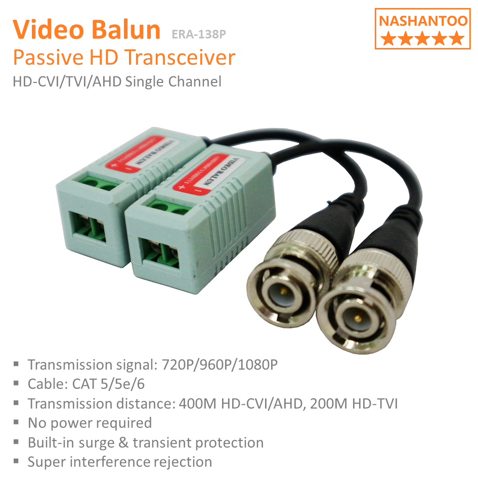 2pcs 1-CH Passive HD Transceiver Video Balun, HD-CVI/TVI/AHD signal ...
