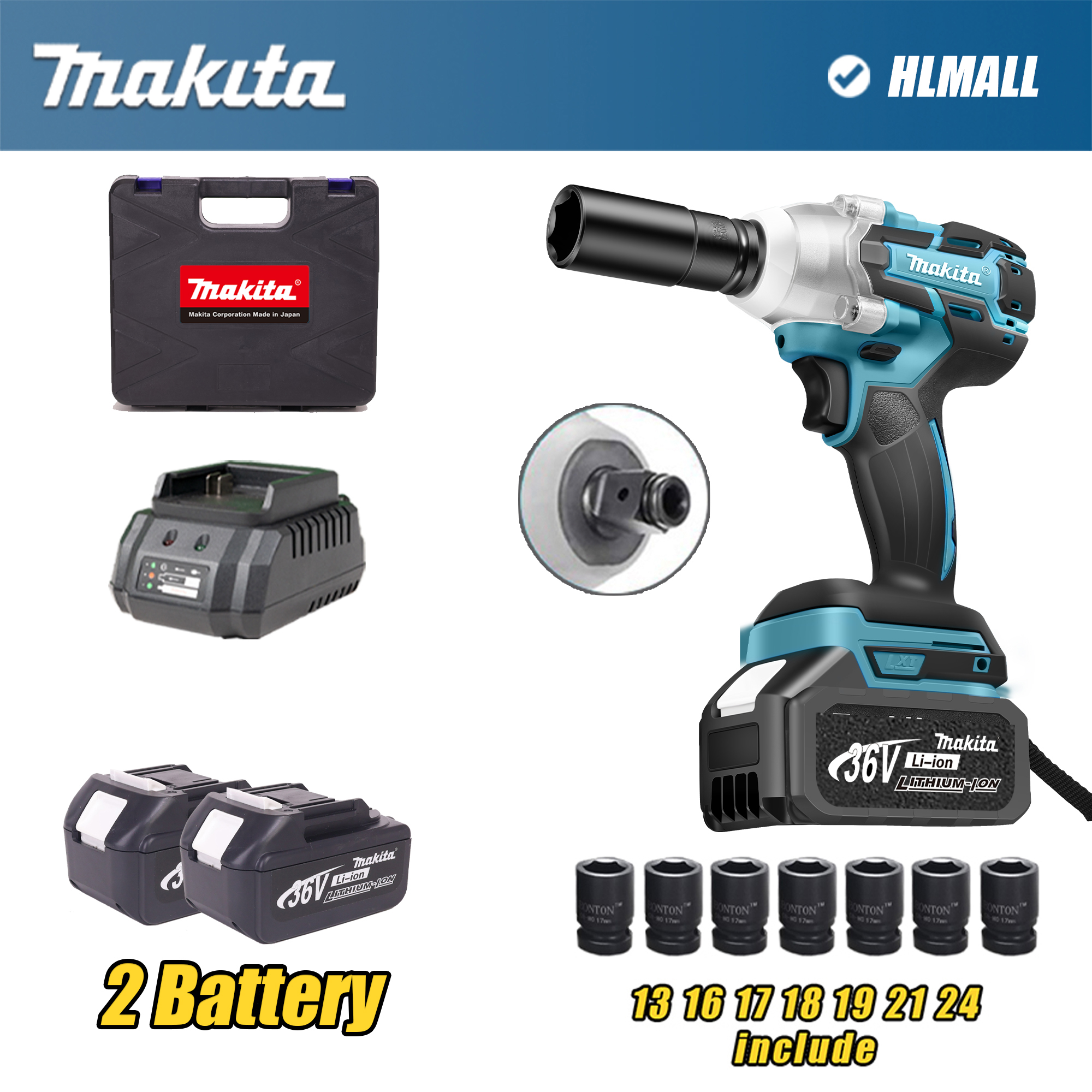 Makita Dtw-300 Cordless Impact Wrench Brushless With 2 Battery And Case ...