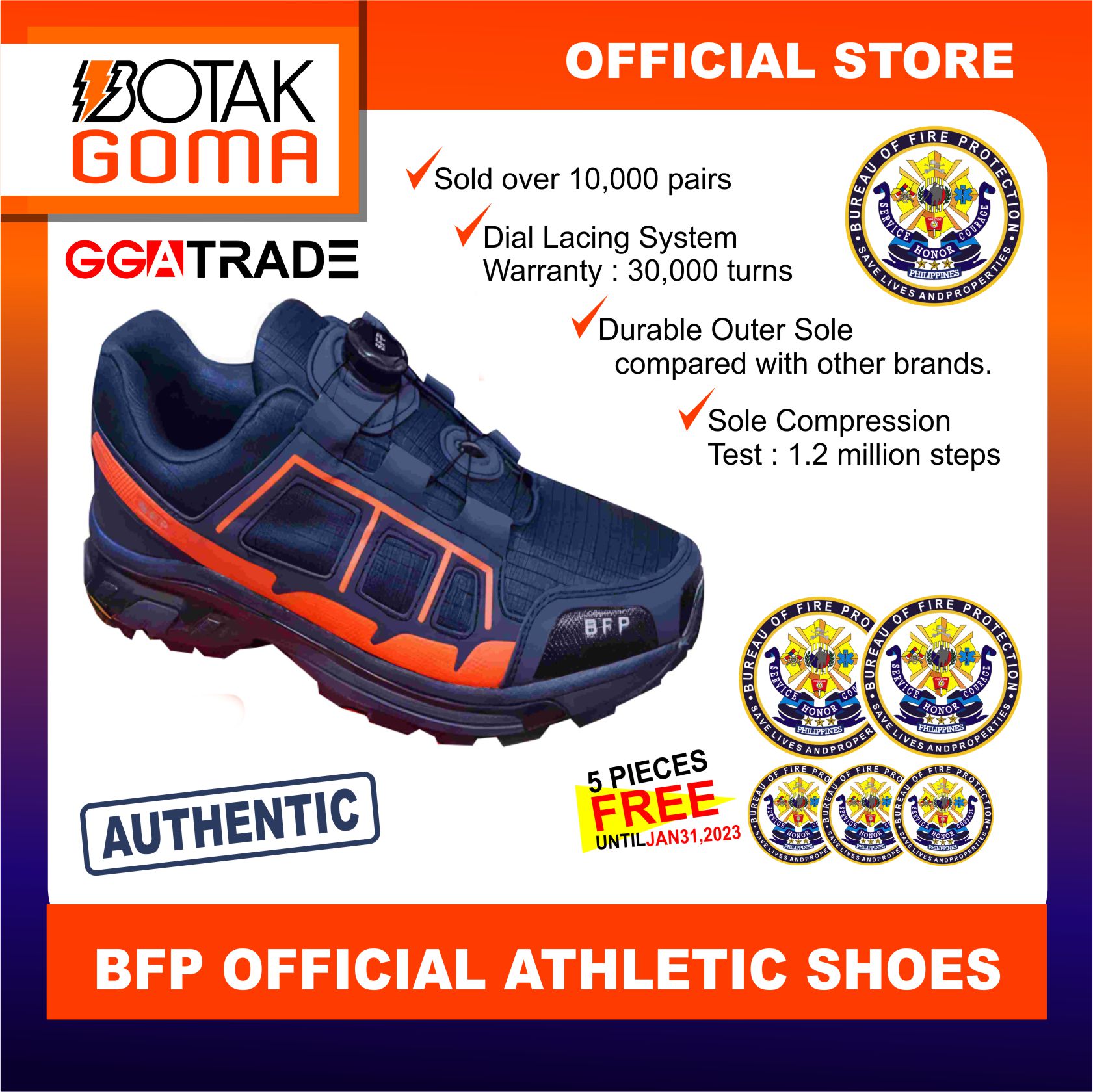 BOTAK GOMA| OFFICIAL BFP ATHLETIC SHOES for Men and Women by GGA TRADE ...