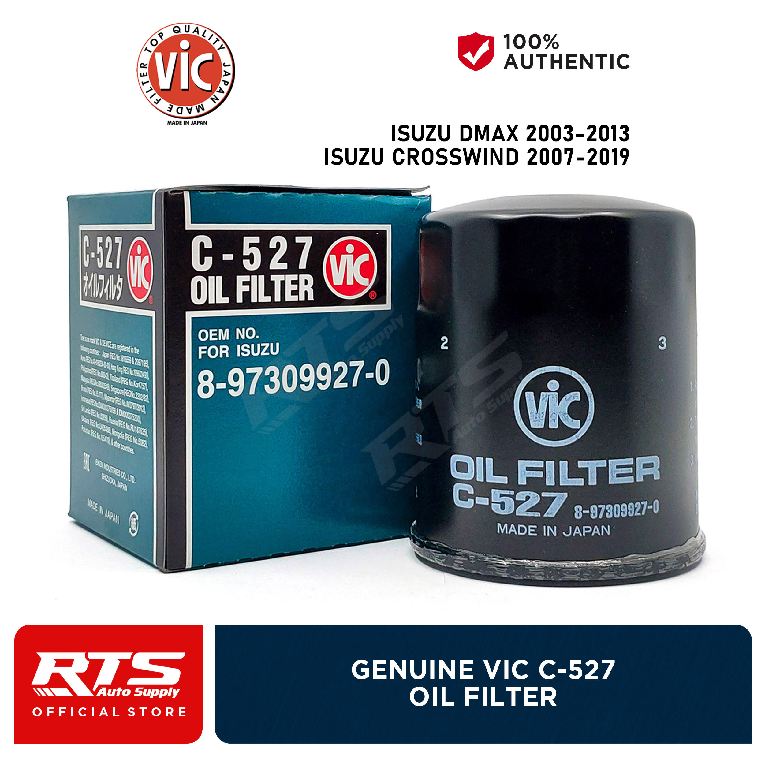 VIC Oil Filter C-527 for Isuzu Crosswind 2007-2019 Dmax 2003-2013 ...