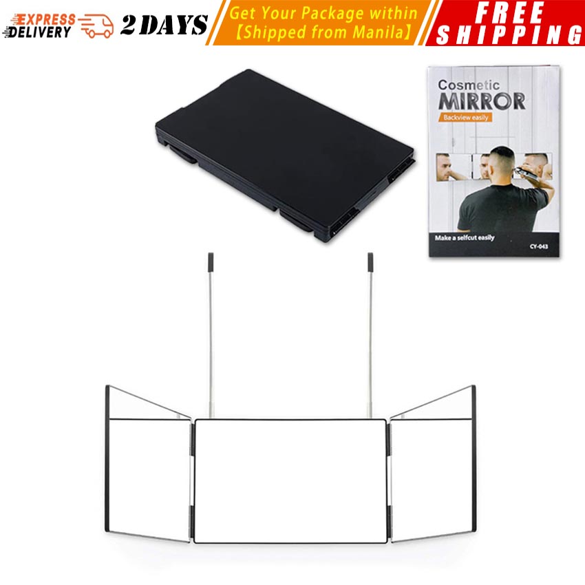 【Black Trifold Mirror】Adjustable and Portable 3 Way Mirror Trifold ...