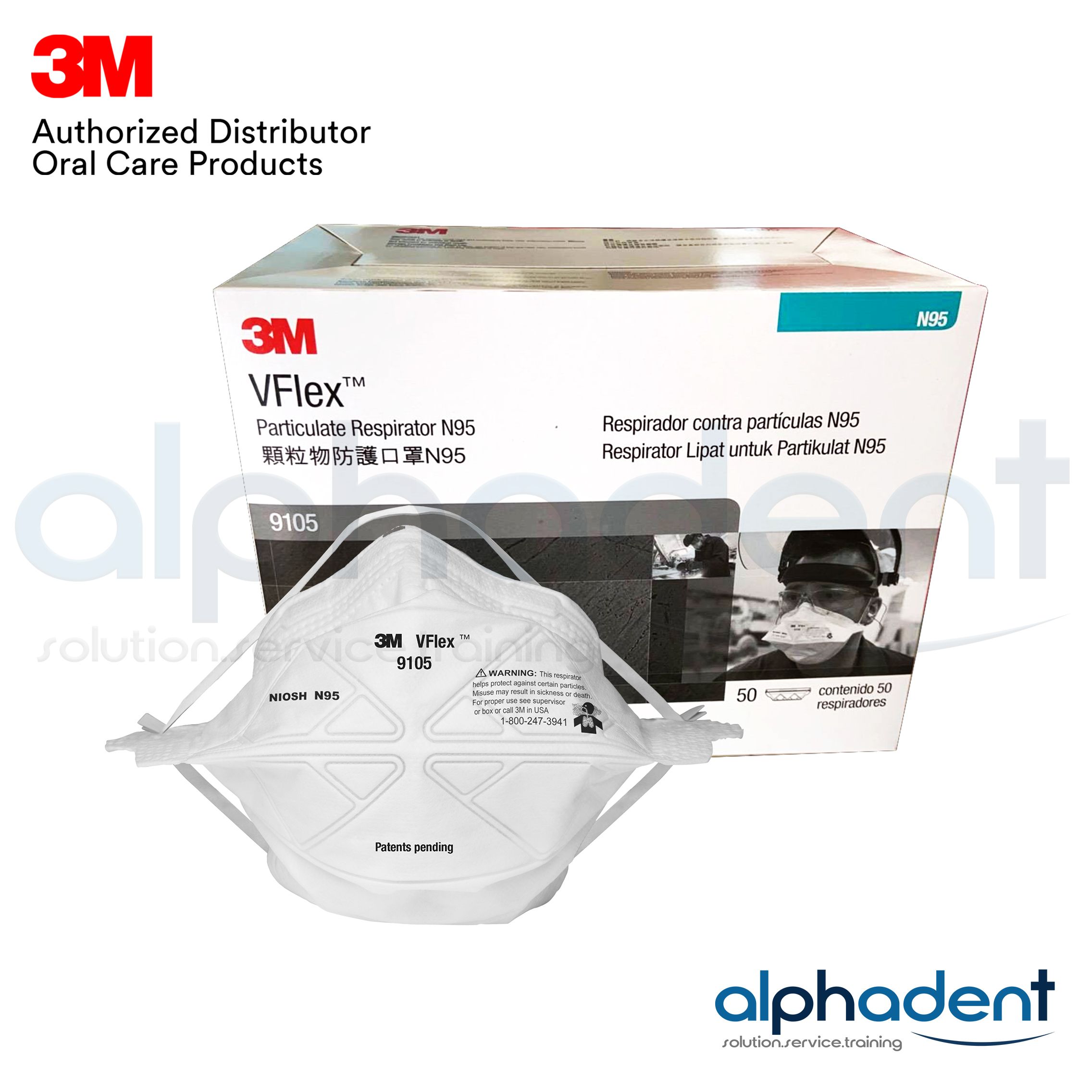 3M™ VFlex™ Particulate Respirator 9105, N95 (Box of 50) | Lazada PH