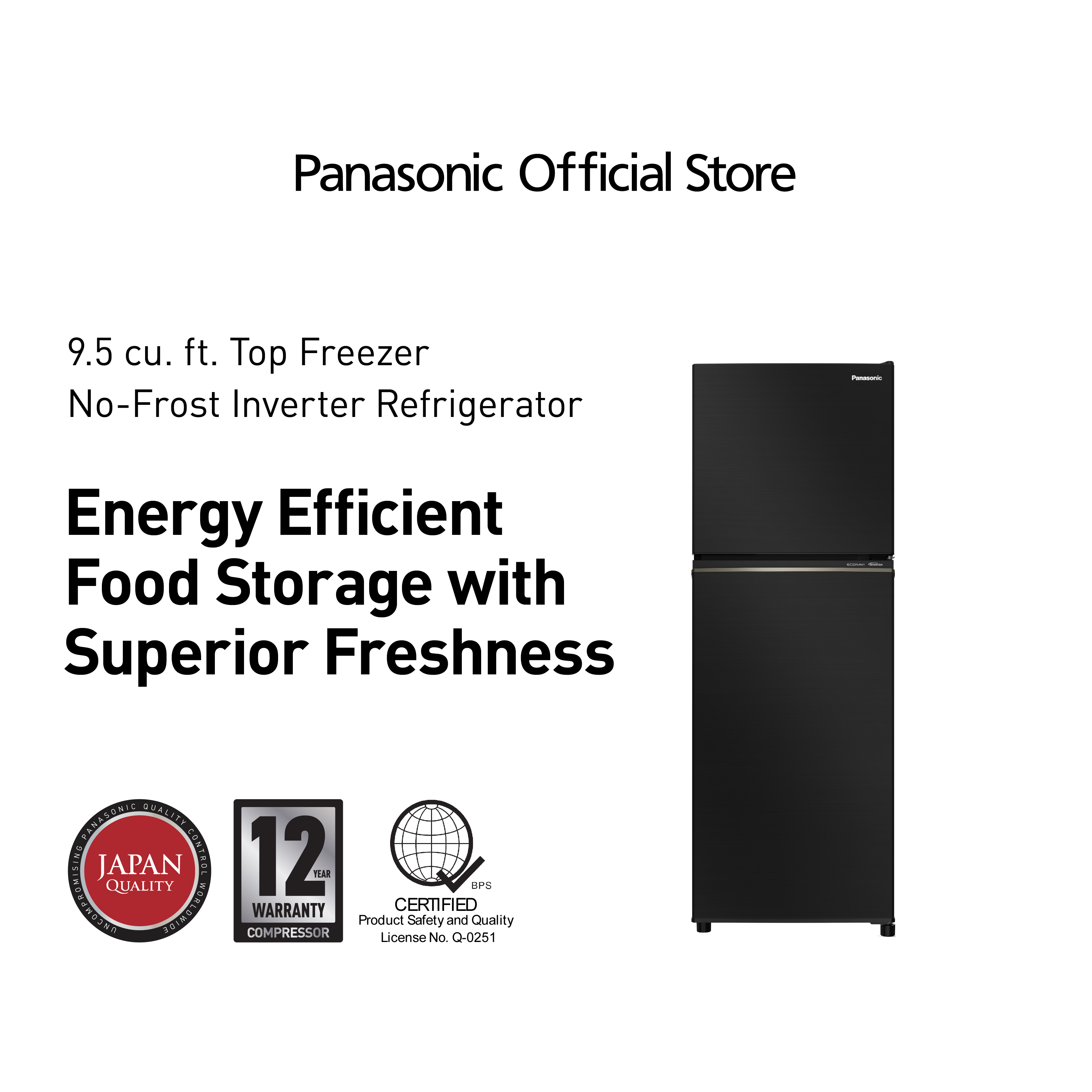 Panasonic NR-BP272VD 9.5 cu.ft Two Door Top Freezer Deluxe No-Frost ...