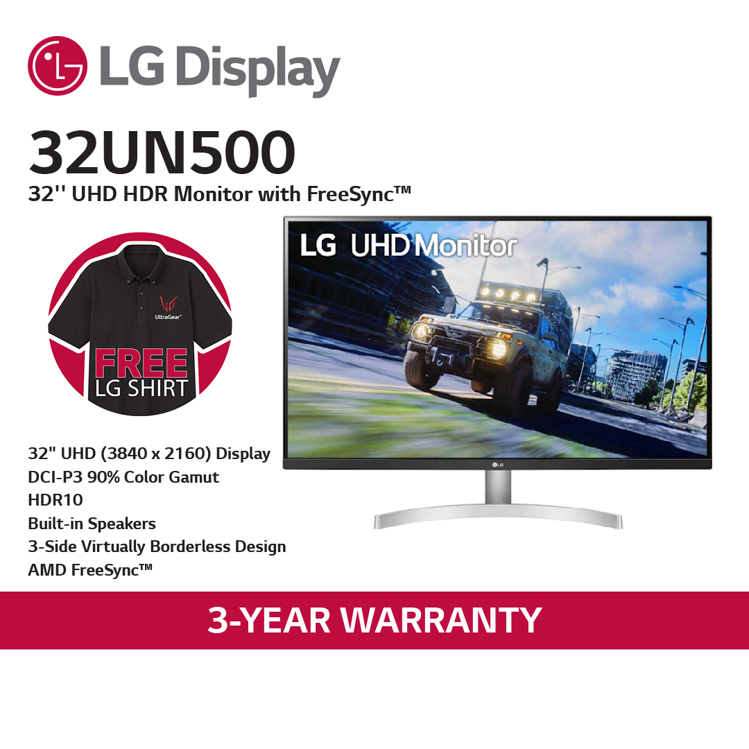 LG 32UN500-W UltraHD Monitor / 32 inch / 3840 x 2160 Resolution /AMD ...