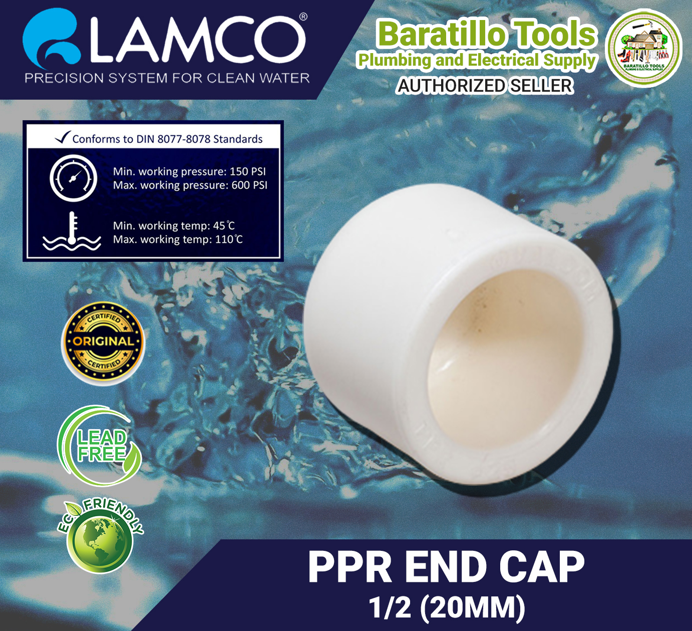 PREMIUM LAMCO PPR FITTINGS End Cap 1/2", 3/4" & 1" | Lazada PH