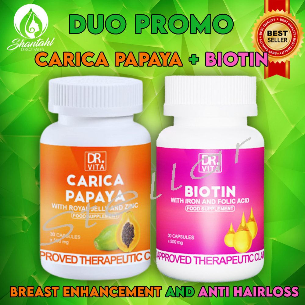 DUO PROMO OF DR. VITA CARICA PAPAYA and ORIGINAL DR.VITA WOMEN BIOTIN ...